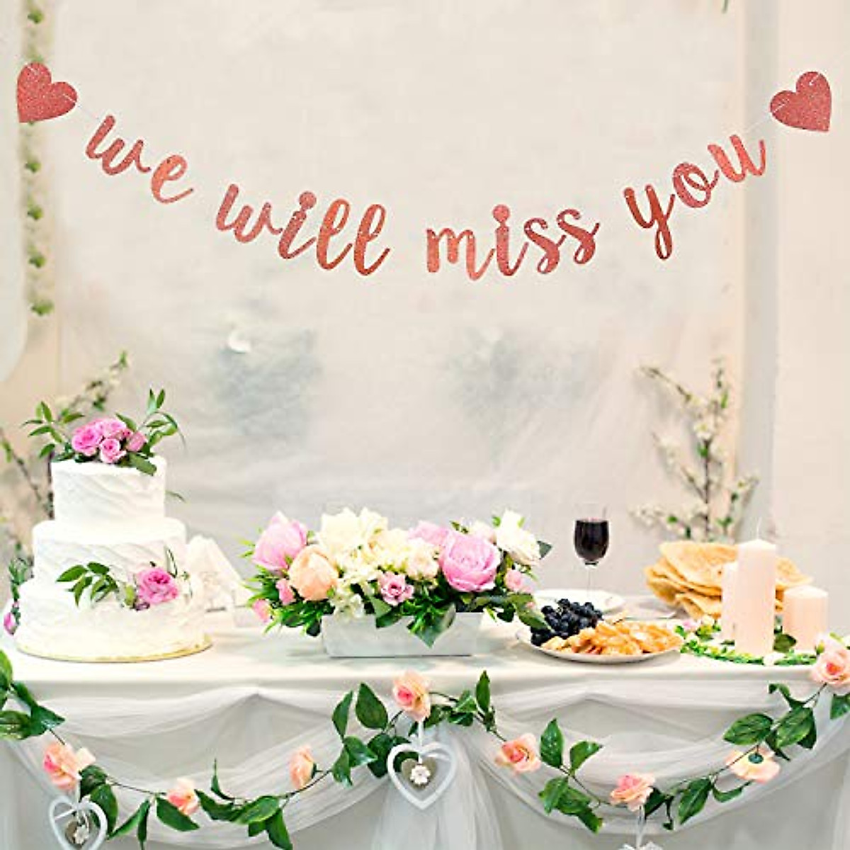 Rose Gold Glitter We Will Miss You Banner--Retirement Party Decorations Sign-Going Away Party Decor-Farewell Party Decorations-Office Work Party Decorations