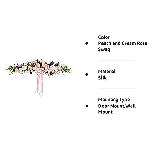 Lvydec Artificial Rose Flower Swag, 25 Inch Decorative Swag with Fake Roses, Green Leaves and Silk Ribbon for Wedding Arch Front Door Wall Decor