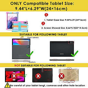 DETUOSI Silicone Case for Okaysea 10.1 inch Tablet with Stylus Pen & Shoulder Strap, Multi-Angle Stand Case, Soft Lightweight Protcetive Cover for QunyiCO 10.1, Moderness MB1001 10.1, Dazzling Pink