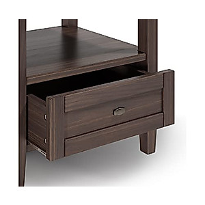SIMPLIHOME Warm Shaker SOLID WOOD 20 inch Wide Rectangle End Table in Warm Walnut Brown with Storage, 1 Drawer, 1 Shelf, for the Living Room and Bedroom
