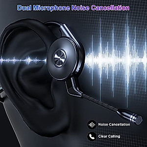 Bone Conduction Headphones Bluetooth with Noise Cancelling Mic Open-Ear Lightweight Wireless Computer Headset with Microphone for Office Home Business Commercial Use Online Teaching Learning