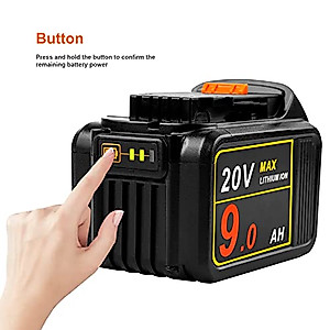 20-Volt Upgrade High-Output 9.0Ah Long-Lasting Battery for DEWALT 20V Max XR DCB200 DC203 DCB204 DCB205 DCB206 DCB209 DCD/DCF/DCG Series Tool Battery