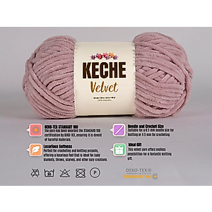 Keche Velvet Yarn for Crocheting, Soft Chenille Bulky Baby Blanket Amigurumi Yarn 2x100 gr (2x132 yds) (2 Skeins) (Powder)