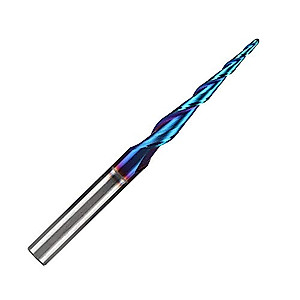 Jiiolioa ZQ21A3 CNC Router Bits 2D&3D Carving 3.6 Deg Tapered Angle 2 Flute Ball Nose 1/4" Shank 1/16"X1 1/2"X1/4"X3"