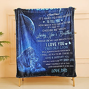 to My Daughter Blanket from Dad Daughter Gift Lion Father Throw Blanket Gift Super Soft Cozy Flannel Blanket for Bed Sofa Birthday Christmas Thanksgiving (to Daughter,dad, 60x50)