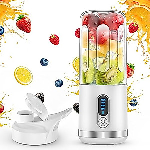 neza Portable Blender, Personal Blender Shakes and Smoothies, Portable Juicer USB C Rechargeable, 15.2 Oz Multifunctional and BPA Free Mini Blender, Travel/Gym/Office, White