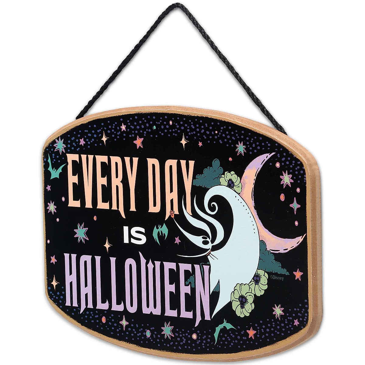 Disney The Nightmare Before Christmas Every Day is Halloween Hanging Wood Wall Decor - Fun Zero Sign for Home Decorating