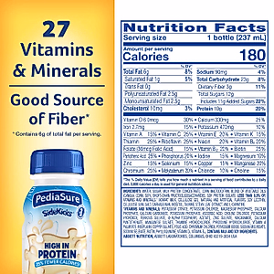 PediaSure SideKicks Nutrition Shake for Kids, Vanilla, 8 fl oz (Pack of 24)