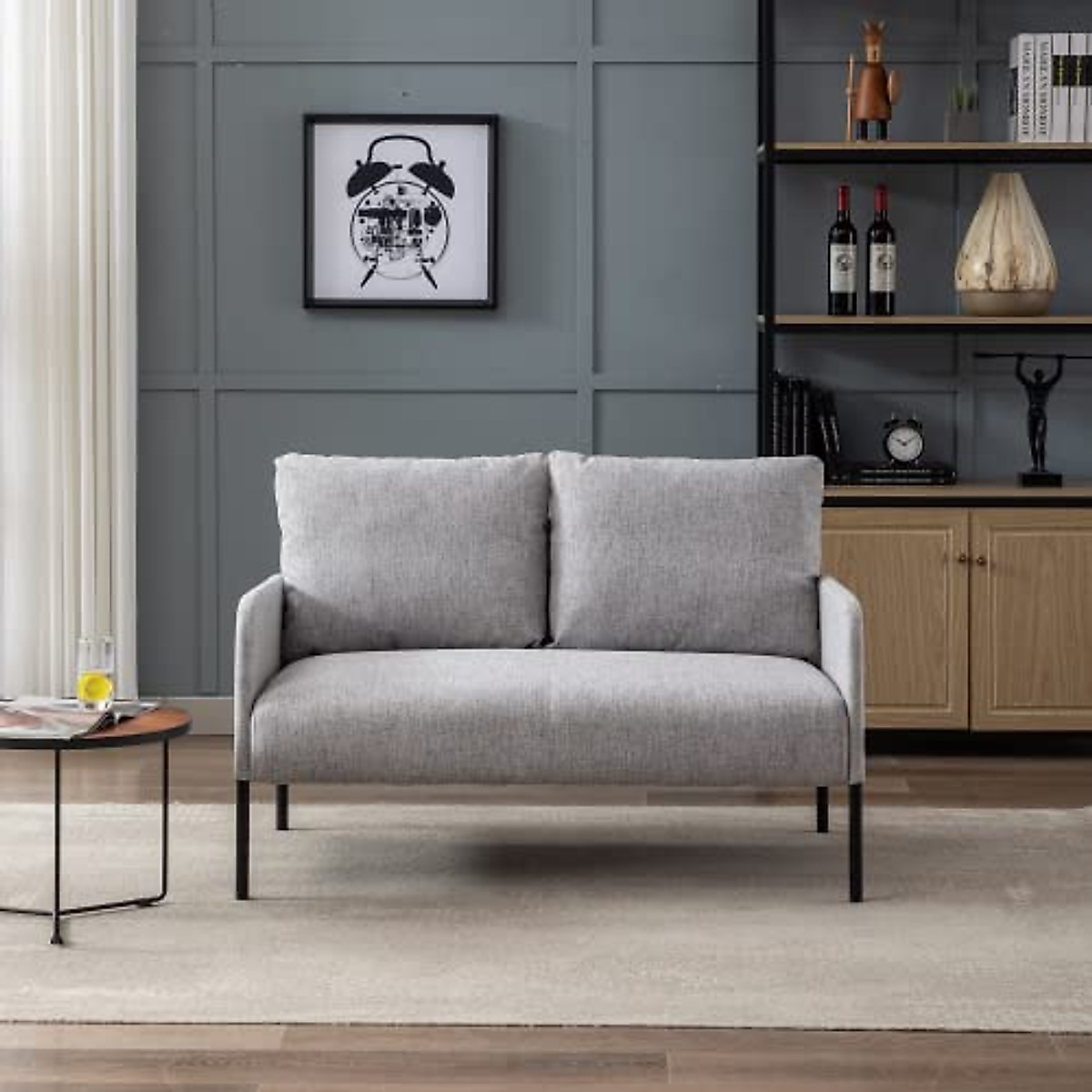 chairus Linen Loveseat Sofa Couch Modern 47.5-inch Width 2 Seater Love Seats Chair Comfy Upholstered Accent Chair for Living Room/Bedroom/Office, Grey