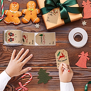 300 PCS Christmas Stickers,2 * 3 Inch Christmas Label Stickers,6 Designs of Christmas Labels,Kraft Paper Christmas Stickers,Christmas Label Stickers,Merry Christmas Stickers