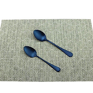 Uniturcky Durable Silverware Flatware Cutlery Set, Food Safe Grade Stainless Steel Utensils 24-Piece Service for 4,Include Knife/Fork/Spoon/Metal Straws/Cleaning Brus, Dishwasher Safe (Matte Blue)