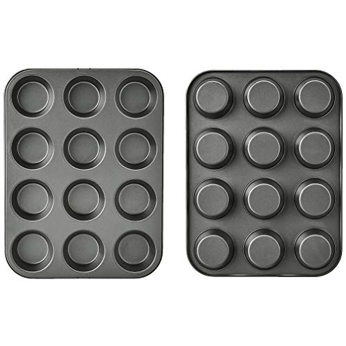 Amazon Basics Nonstick Muffin Baking Pan, 12 Cups - Set of 2