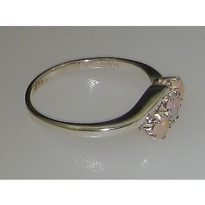 925 Sterling Silver Real Genuine Opal Womens Anniversary Ring - Size 8