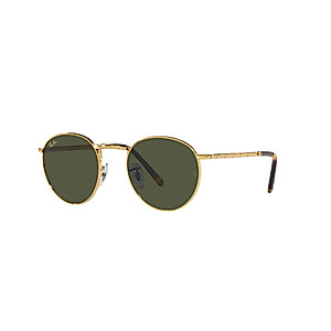 Ray-Ban RB3637 New Round Sunglasses, Legend Gold/Green, 47 mm