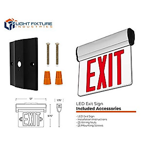 LFI Lights | Edge-Lit Red Exit Sign | Modern Design Brushed Aluminum Housing | All LED | Single-Sided Clear Acrylic Panel | Hardwired with Battery Backup | UL Listed | (2 Pack) | ELRT-R (SC)