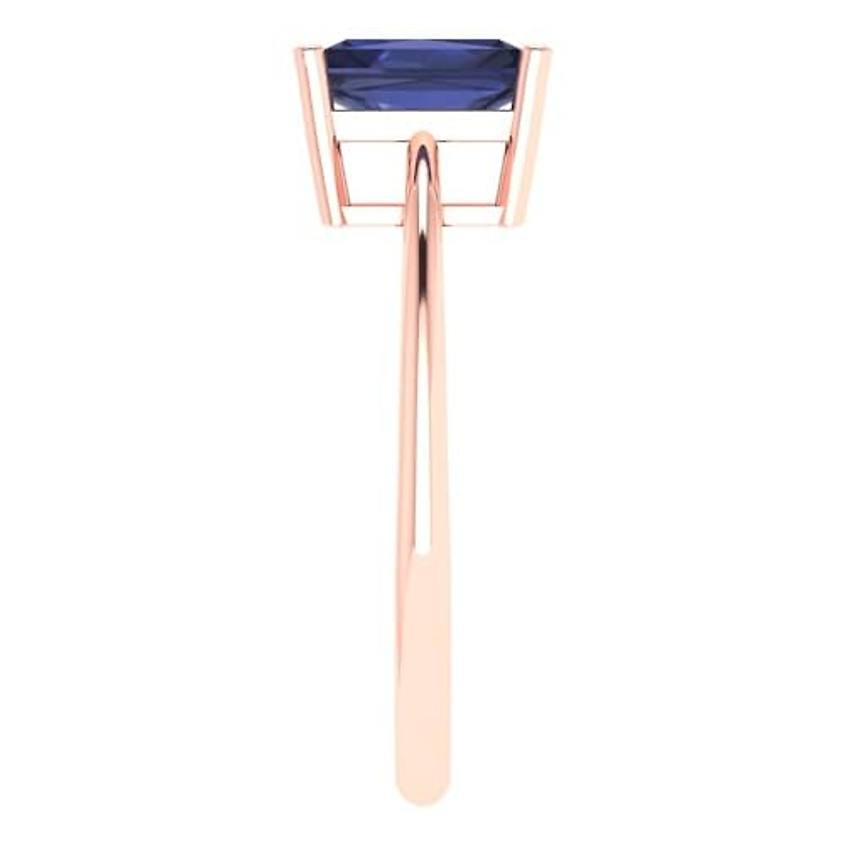 Clara Pucci 1.0 ct Radiant Cut Solitaire VVS1 Blue Sapphire Wedding Bridal Designer Anniversary Engagement Ring 14k Rose Gold 5.25