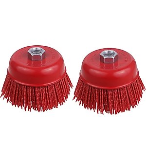 WENORA 4 Inch Abrasive Filament Nylon Cup Brush for Angle Grinder, 5/8" 11 Thread, Nylon Wheel Brush for Grinders -Remove Rust, Corrosion, Paint, for Surface Pre-Treatment of Various Metals (2 Pack)