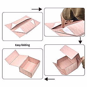 ISUKA Collapsible Gift Box 9.8"x7.5"x4.1" with Magnetic Lid, Groomsmen Bridesmaid Proposal Gift Box for Valentine, Proposal, Wedding, Birthdays(Light Pink)