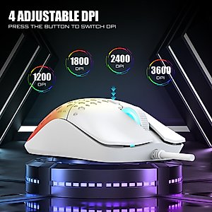 RedThunder M6 Gaming Mouse, RGB Backlight and Adjustable DPI, 6 Buttons, 69(±5)g Ultra Lightweight Honeycomb Shell Ergonomic Mice with High Precision Sensor for Laptop/PC/Mac/Windows, Gradient Orange