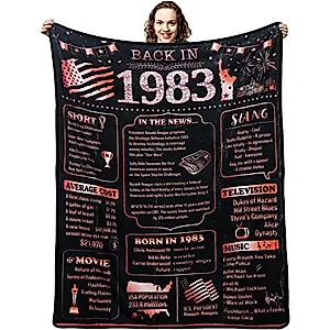 Henghere 40th Birthday Gifts for Women, 40th Birthday Gift for Friend, Mom, Sister, Wife, Aunt, Coworker, Happy 40 Year Old Birthday Decorations Women | Blanket for Bed Sofa 60x50 Inches, Rose Gold