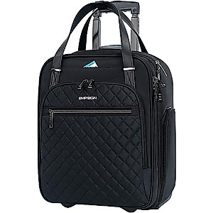 EMPSIGN Underseat Carry On Wheeled - 16” Multi-functional Lightweight Overnight Rolling Underseater Bag, Carry-on Bag with Spinner wheels Suitcase for Women Men Travel Business, Black