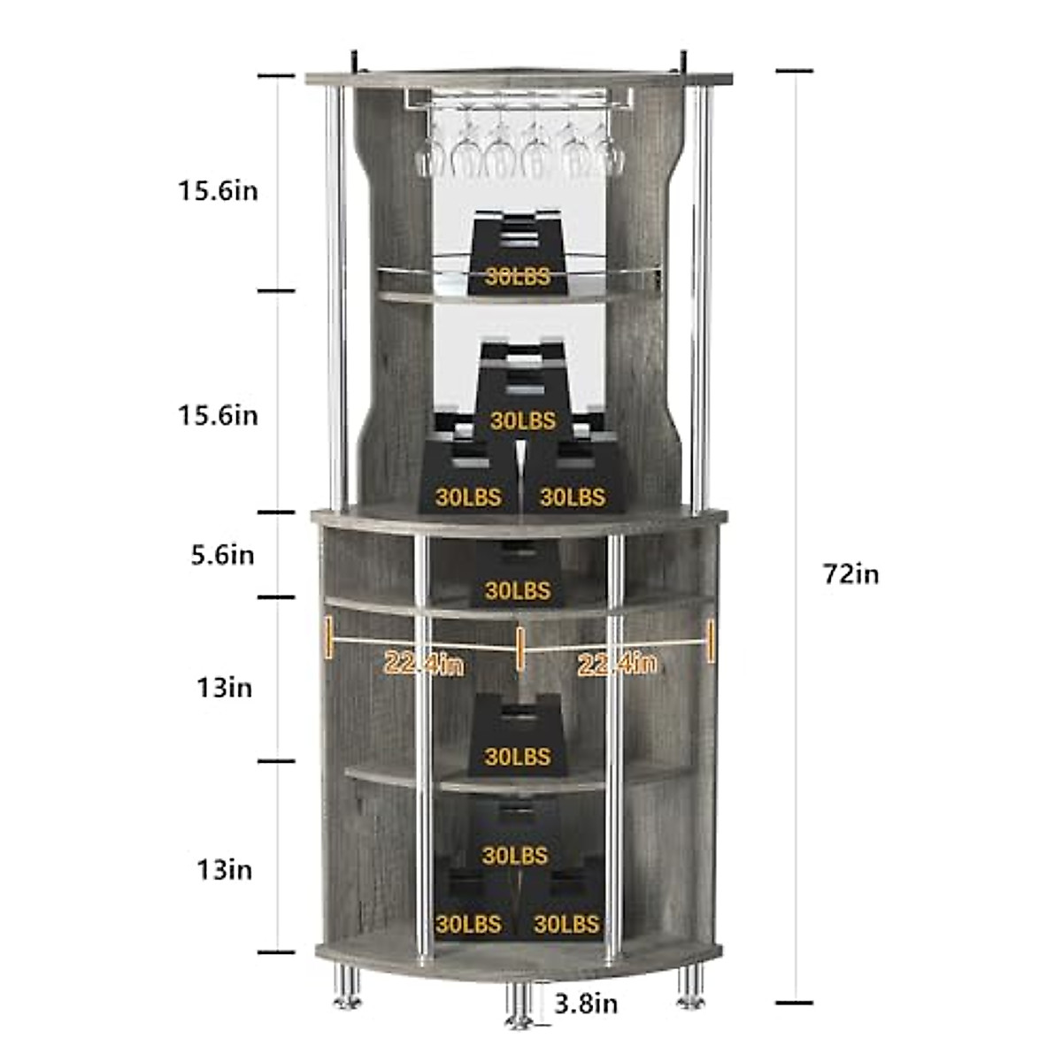 QNICE 71" LED Lights Industrial Bar (Dark Rustic Oak-1)