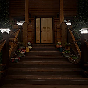 Solar Post Cap Lights 2 Lighting Modes Outdoor LED Lighting Deck Fence Cap Light Warm White/Bright White Lighting Suitable for 4x4 Wooden Posts (6pk, Brushed Copper)