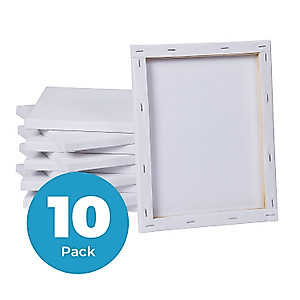 ARTME Stretched Canvas 8x10 Inch Pack of 10, 8oz Primed Acid-Free 100% Cotton, White Blank Canvases Perfect for Acrylic, Oil, and Other Painting Media, Ideal Painting Canvas for Artists and Students