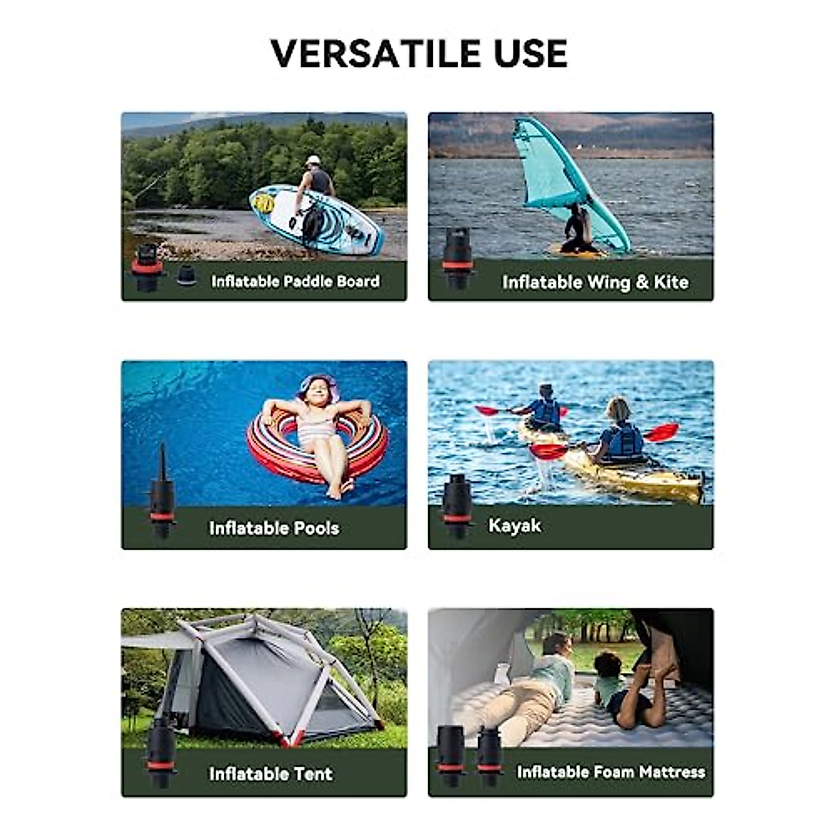 TOPUMP 7800mAh Rechargable SUP Air Pump TPS300,20PSI Electric Paddle Board Pump with Auto-Off Feature, Dual Stage Inflation & Deflation, AC/DC Battery for SUP, Inflatable Tent, Boat, Kayak