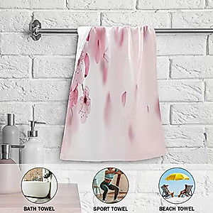 Cherry Blossoms Printed Hand Towel for Bathroom Set of 2 Absorbent Cotton Face Towel Multipurpose for Hotel Gym Guest Spa Yoga Home Decorative,28x14in