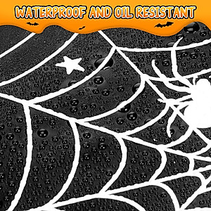 3Pcs Halloween Tablecloths Plastic Spiderweb Tablecloth Disposable Spider Web Table Cloth Rectangle Black Table Cover for Halloween Holiday Party Home Haunted House Decorations,54 x 72 Inch