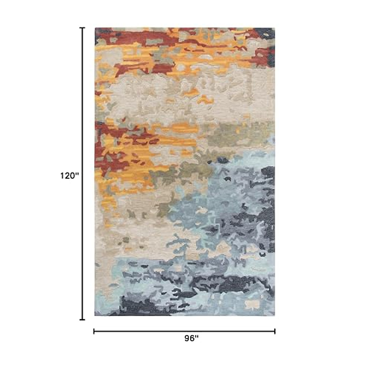 Rizzy Home | MO999A | Mod Collection | Wool / Viscose Area Rug | 8' x 10' | Tan/Gray/Black/Orange/Red/Gold/Aqua Abstract