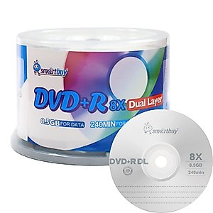 Smartbuy Logo 50-disc 8.5gb/240min 8X DVD+r Dl Dual Layer Double Layer Blank Data Record Media Disc Spindle