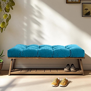 Focuprodu Bench Cushion 45 inch, Bench Cushions for Indoor Furniture, Durable Stain Resistant Outdoor/Indoor Bench Seat Cushion(45x18x4 inch, Peacock Blue)