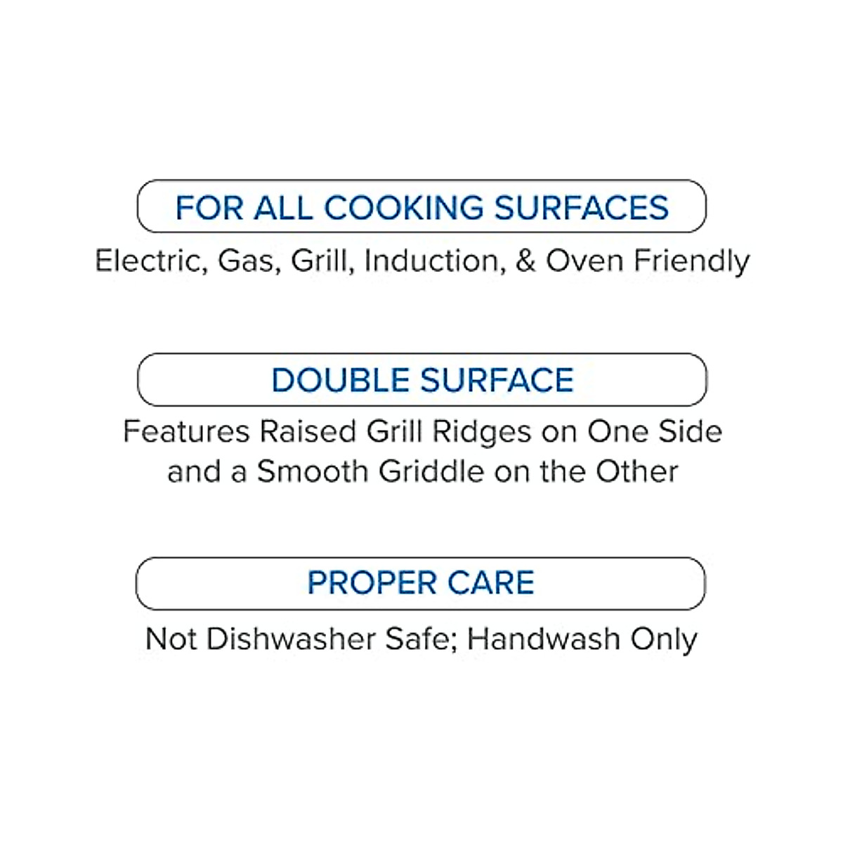 Viking Culinary Cast Iron Reversable Pre-seasoned Griddle, 20 inch, Oven Safe, Handwash Only, Works on All Cooktops including Induction