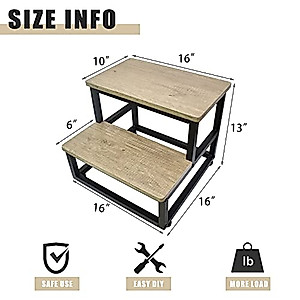 SZLHANJZ Multi Purpose Wood & Metal 2 Step Stools for Adults Kids, Round Corner Dog Steps Bed Step Stools for High Beds, Portable Stepping Stool for Bedroom Kitchen, Load 500 LB, Beige