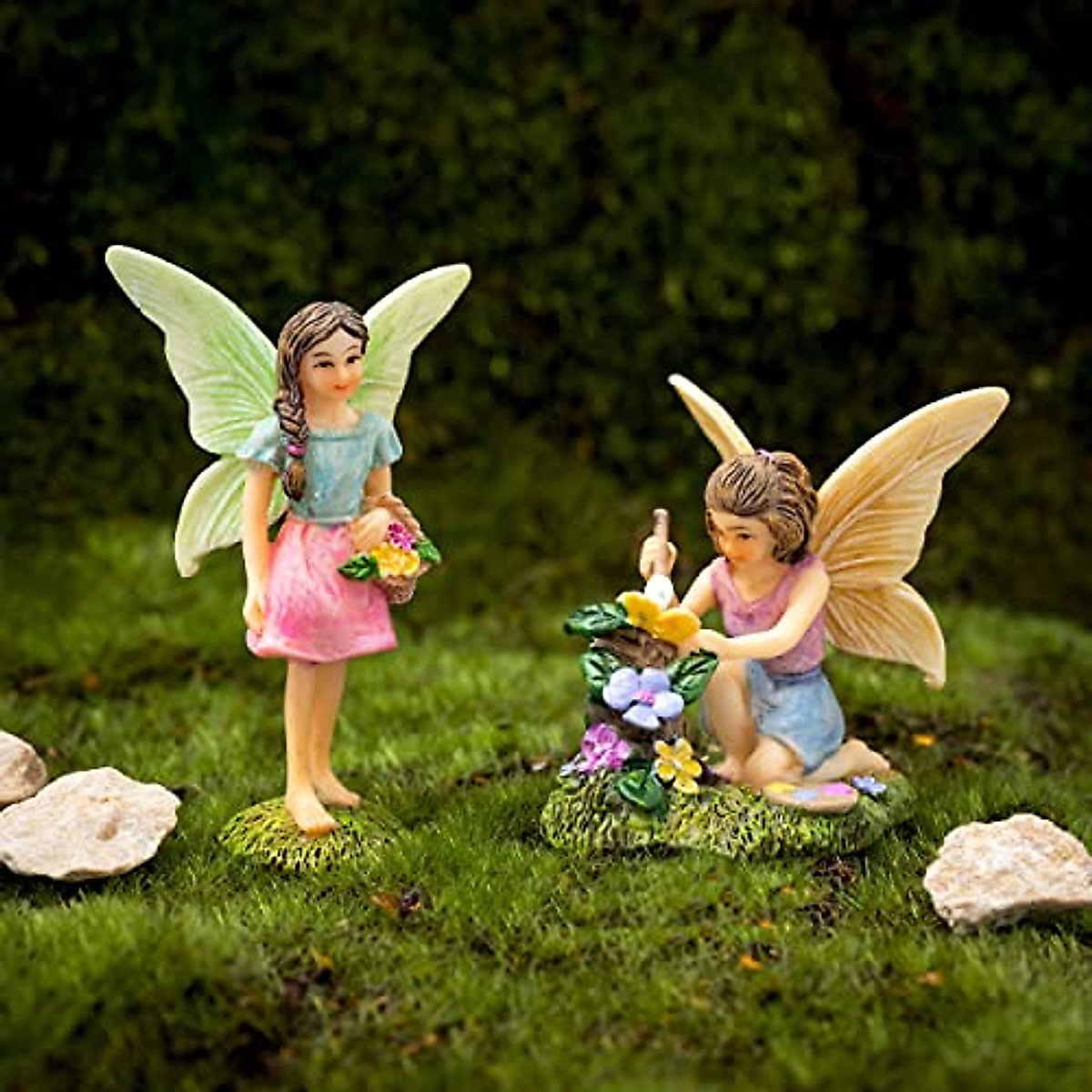 PRETMANNS Fairies for Fairy Garden – Fairy Garden Accessories for Outdoor – Garden Fairy Figurines – Garden Fairies for Miniature Fairy Garden – Small Fairy Figurines - 2 Piece Fairy Kit