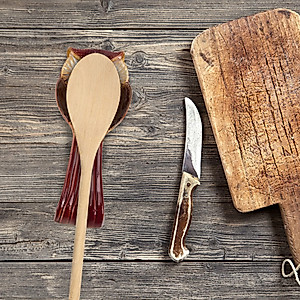 Yardwe Spoon Holder Ceramic Spoon Rest Soup Ladle Rack Owl Spoon Rest Cooking Utensil Ladle Shovel Rest Holder for Kitchen Dining Table Coffee Station Red Coffee Spoon Holder