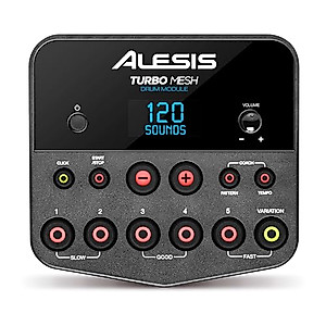 Alesis Turbo Mesh Kit – Electric Drum Set With 100+ Sounds, Quiet Mesh Drum Pads, Drum Sticks, Connection Cables, Drum Lessons