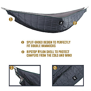OneTigris SHIELD CRADLE Pro Double Hammock Underquilt for Winter Hammock Camping, Large Wide Under Blanket for Adults & Kids Camping, Hiking, Backpacking, Travel, Backyard, Beach, Indoor, Outdoor