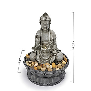 Warm Garden Buddha Fountain Tabletop Water Fountain-Sitting Buddha Tabletop Water Fountain Zen Fountain
