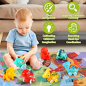 ALASOU 7 PCS Dinosaur Fantastic Creatures Toys with Playmat/Storage Bag|Baby Car Toys for 1 Year Old Boy|1st Birthday Gifts for Toddler Toys Age 1-2|1 Year Old Boy Birthday Gift for Infant Toddlers