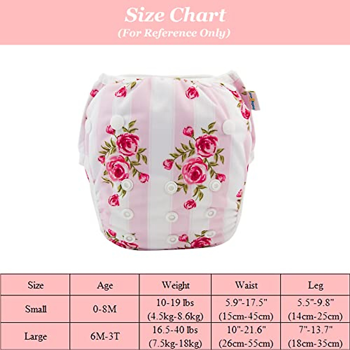 Babygoal Baby & Toddler Girl Swim Diapers, Reusable Adjustable Washable One Size Fits 6M-3T Gifts and Swimming Lessons 3 Pack 3ZSD01