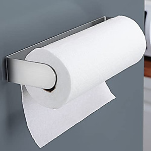 Magnetic Paper Towel Holder - KEGII Strong Magnetic Paper Towel Roll Holder for Refrigerators RVs Grills Toolbox Stainless Steel Silver