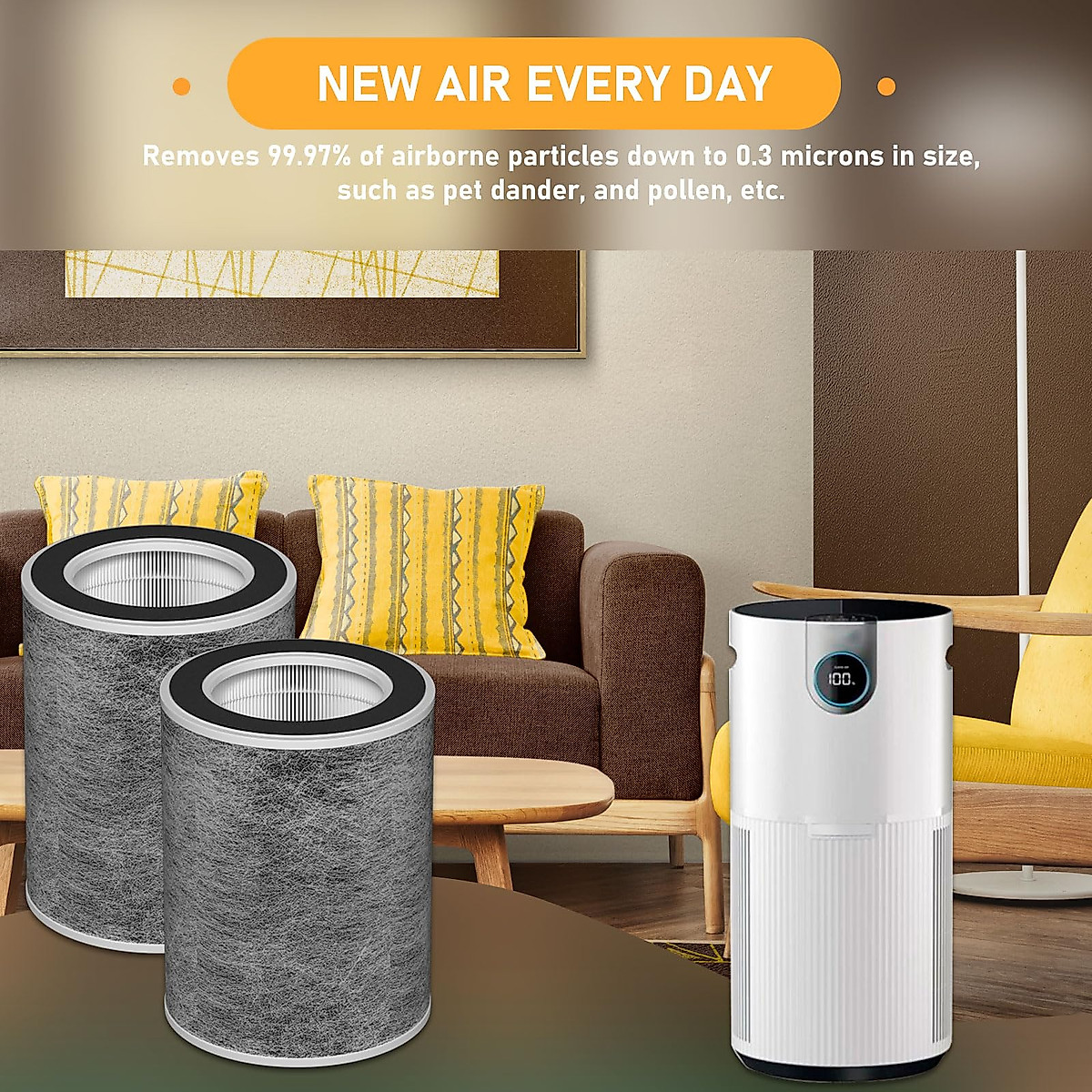 Allisfresh HP201 True HEPA Filter Replacement Compatible with Shark HP200 Series, Models HP201, HP202, HP301, HP302, UA205, AP1000 3-in-1 Max HC501, HC502 Air Cleaner Purifier, 2 Pack