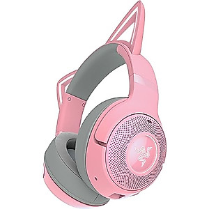 Razer Kraken Kitty V2 BT Wireless RGB Headset: Chroma RGB Kitty Ears & Earcups - Bluetooth 5.2-40 mm Drivers - Noise-Cancelling Mics - Lightweight - 40 Hr Battery w/Type C Charging - Quartz Pink