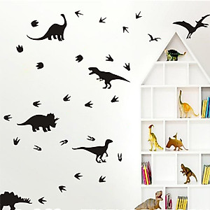 IKEYU Black Dinosaur Wall Stickers Dinosaur Footprints Wall Decor Dino Feet Wall Decals Animals Vinyl Dinosaur Wall Decals for Boys Bedroom Kids Room Nursery