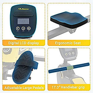 Magnetic Rowing Machine Folding Rower with 14 Level Resistance Adjustable, LCD Monitor and Tablet Holder for Foldable Rower Home Gym Cardio Workout