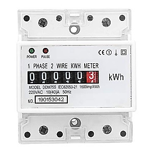 Electric Meter, KWh Meter, Single Phase 4P LED DIN-Rail Electricity Power Consumption Wattmeter Energy Meter, 10-40A