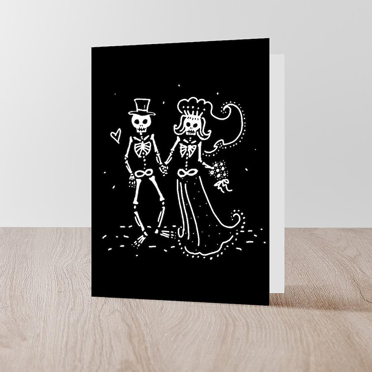CafePress Skeleton Bride And Groom Folded Greeting Card Matte